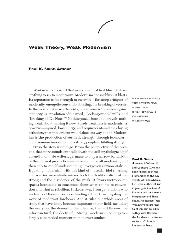 Weak Theory, Weak Modernism | PDF | Gianni Vattimo | Truth