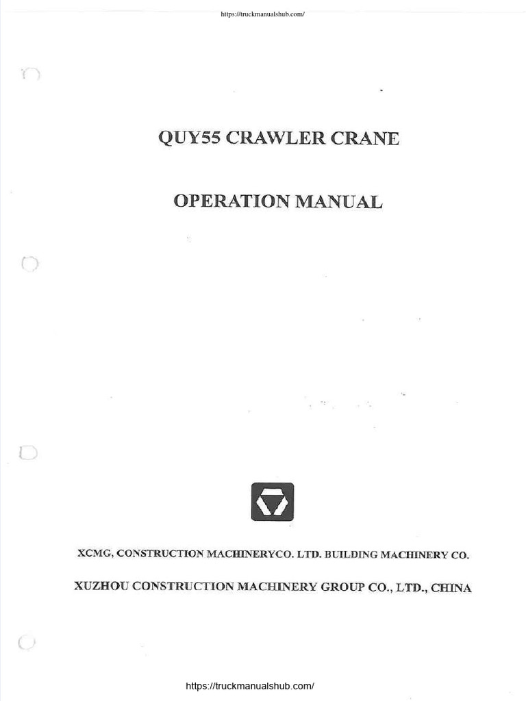 XCMG QUY55 Crawler Crane Operator's Manual | PDF | Crane (Machine ...