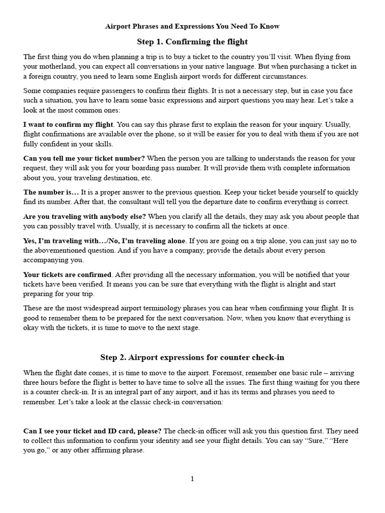 At The Airport | PDF | Baggage | Aviation