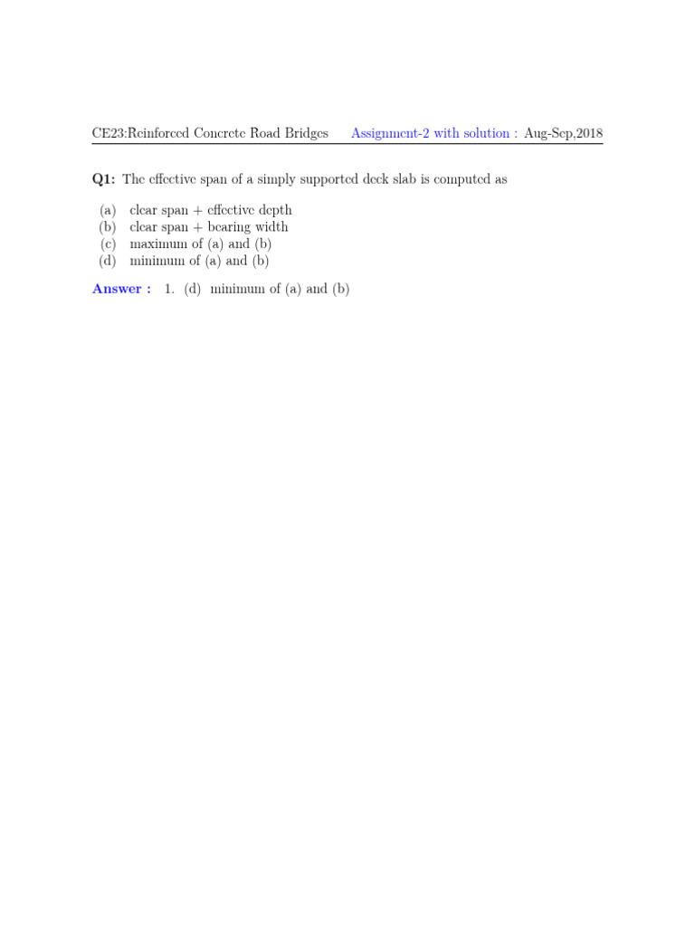 RCC Road Bridge Assignment Solutions | PDF | Beam (Structure) | Reinforced Concrete