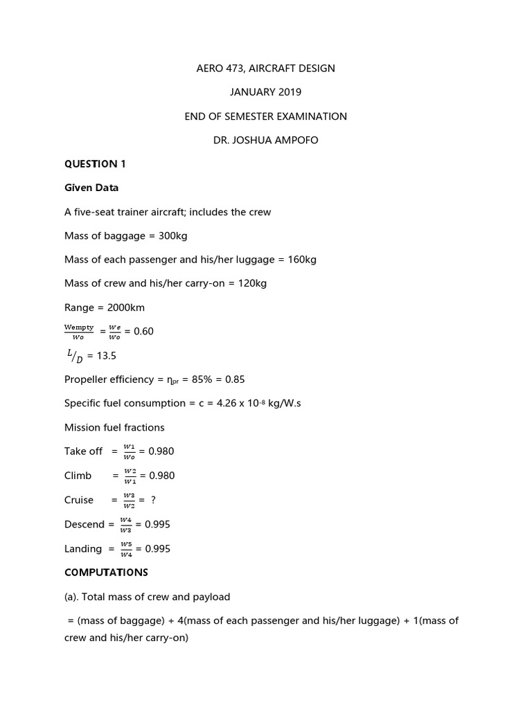 Past Question - Solution | PDF | Baggage | Aircraft