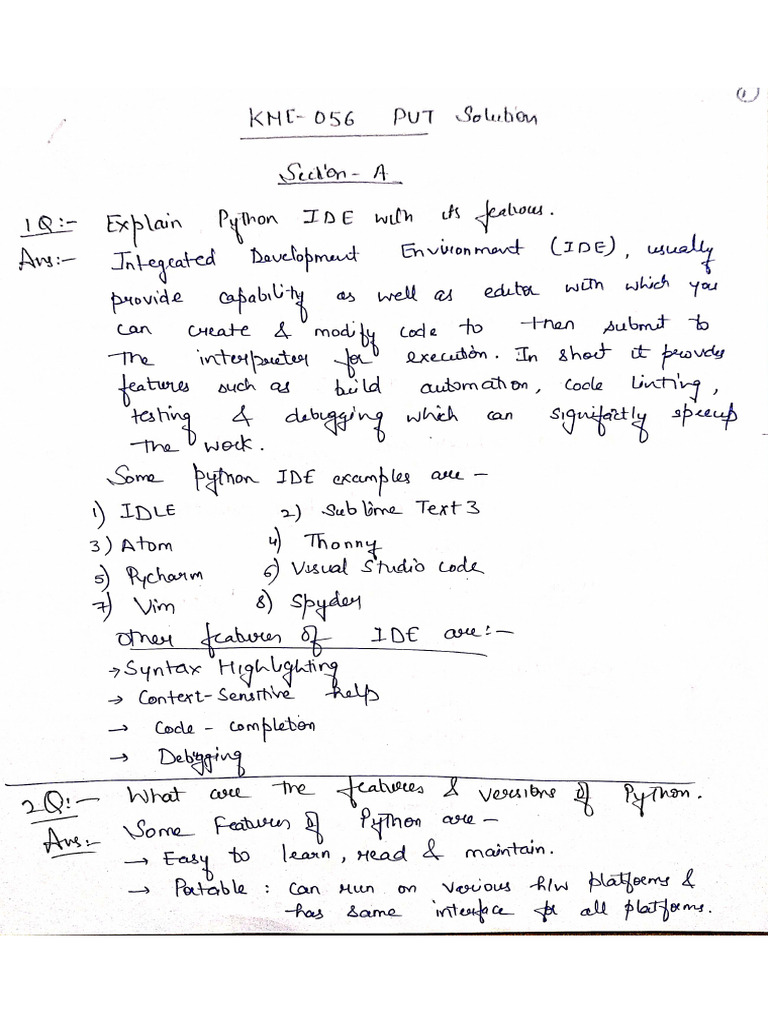 Programming Data Structure & Algorithm Using Python KME-056 PUT Sol ODD ... Programming Data Structure & Algorithm Using Python KME-056 PUT Sol ODD ...