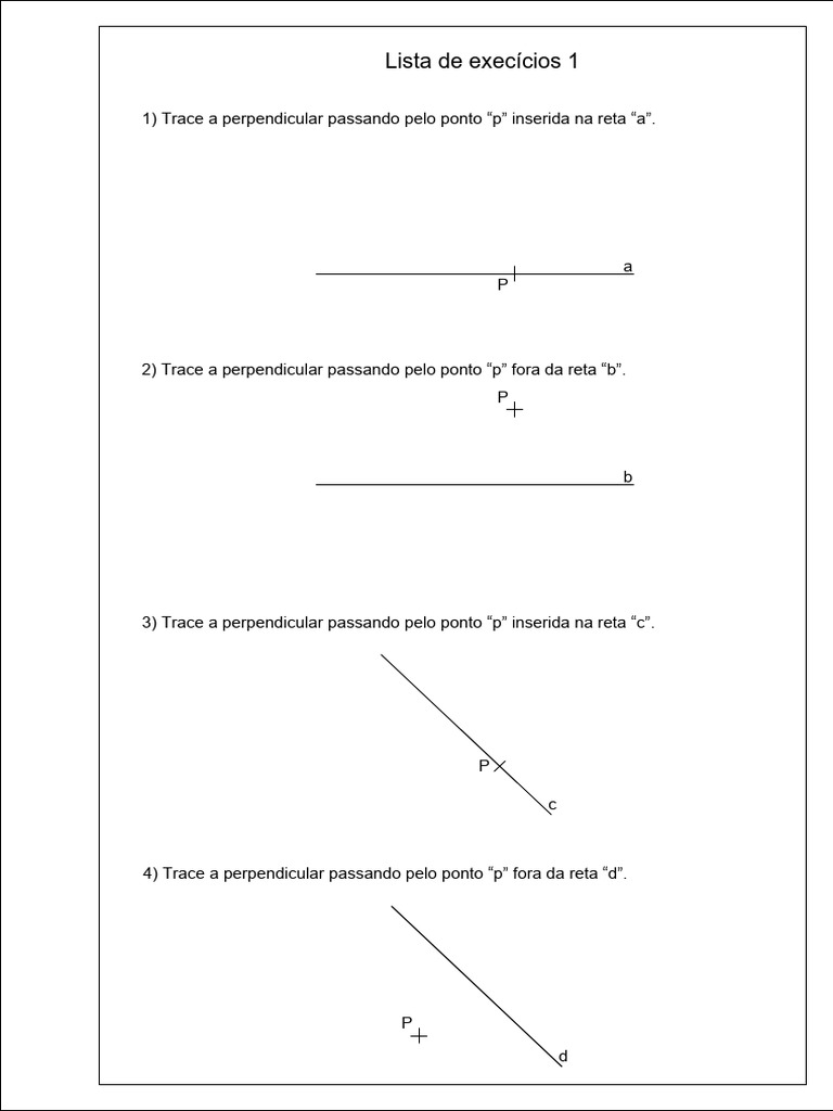 Lista de Exercicios 1 | PDF | Linha (Geometria) | Geometria Euclidiana
