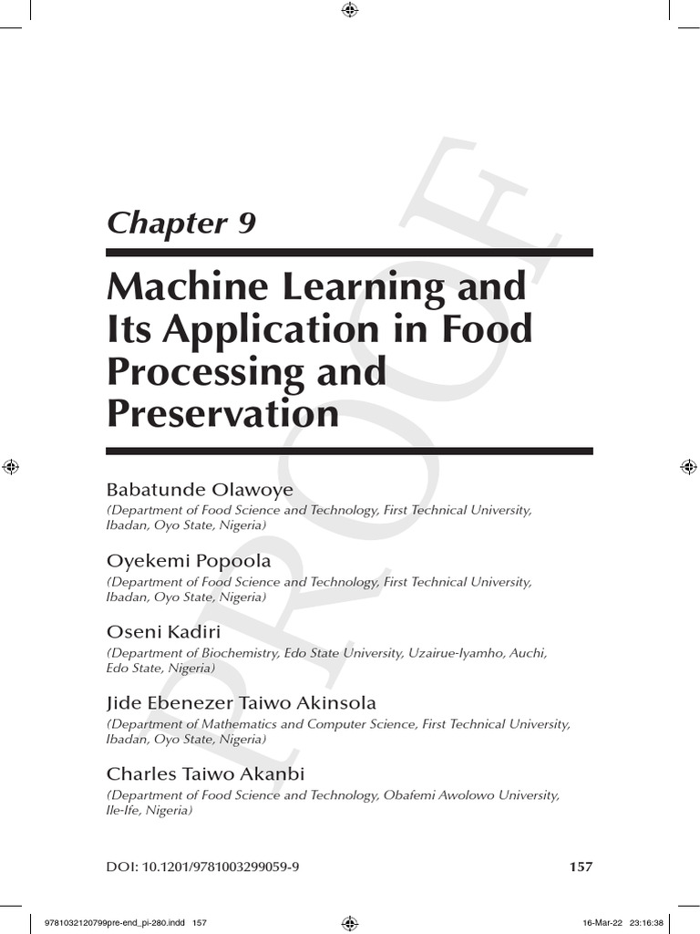 Machine Learning and Its Application in Food Science and Technology ...