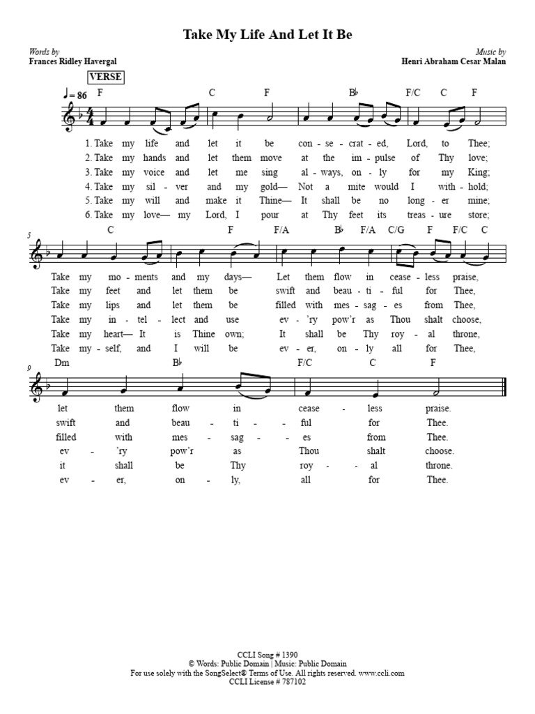 Take My Life and Let It Be (Hendon) - Lead-F | PDF | Thou
