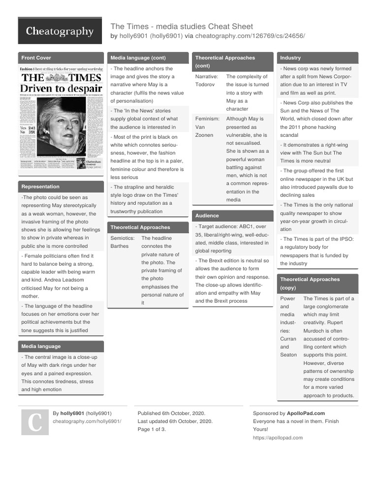 Holly6901 The Times Media Studies - BW | PDF | The Times | News