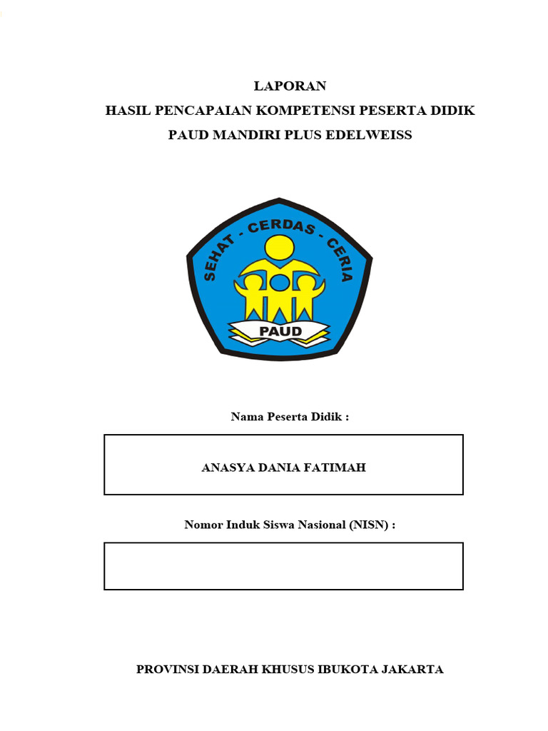 Contoh Rapot Paud | PDF