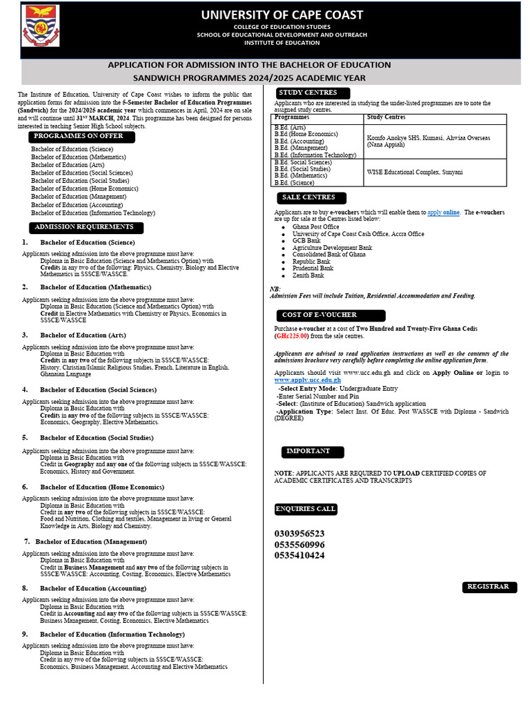 2024 Advert 5 Semester | PDF | University And College Admission | Bachelor's Degree