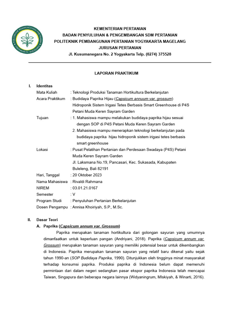 Laporan Hortikultura | PDF | Griya & Taman | Teknologi & Rekayasa