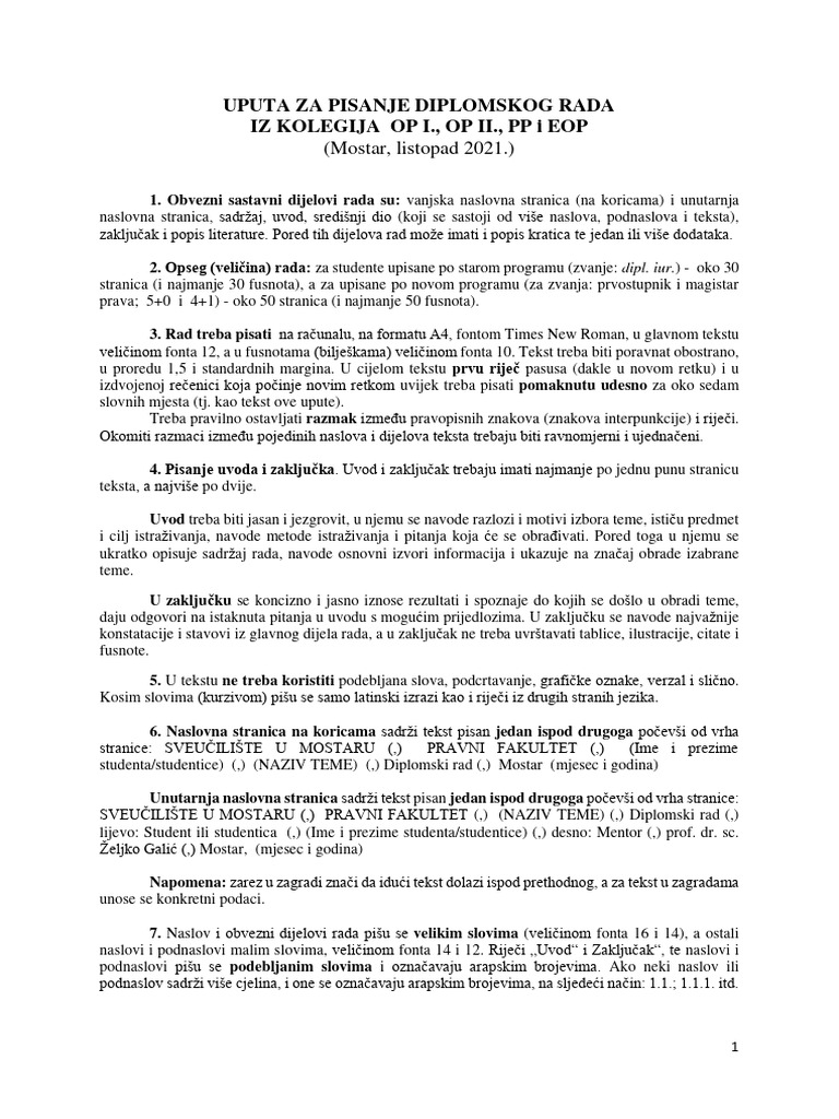 Uputa Za Pis Dipl Rad | PDF