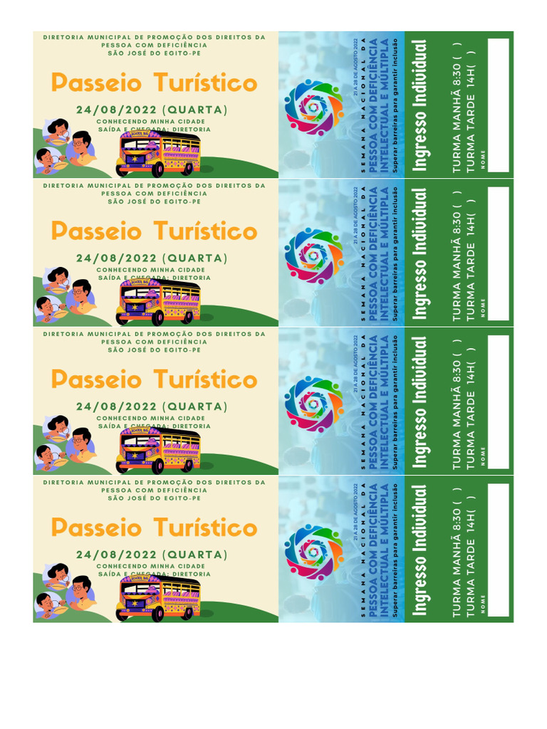 ingresso passeio | PDF