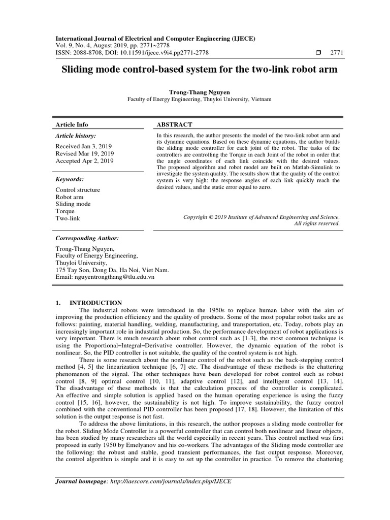 Two Link Robot Arm | PDF