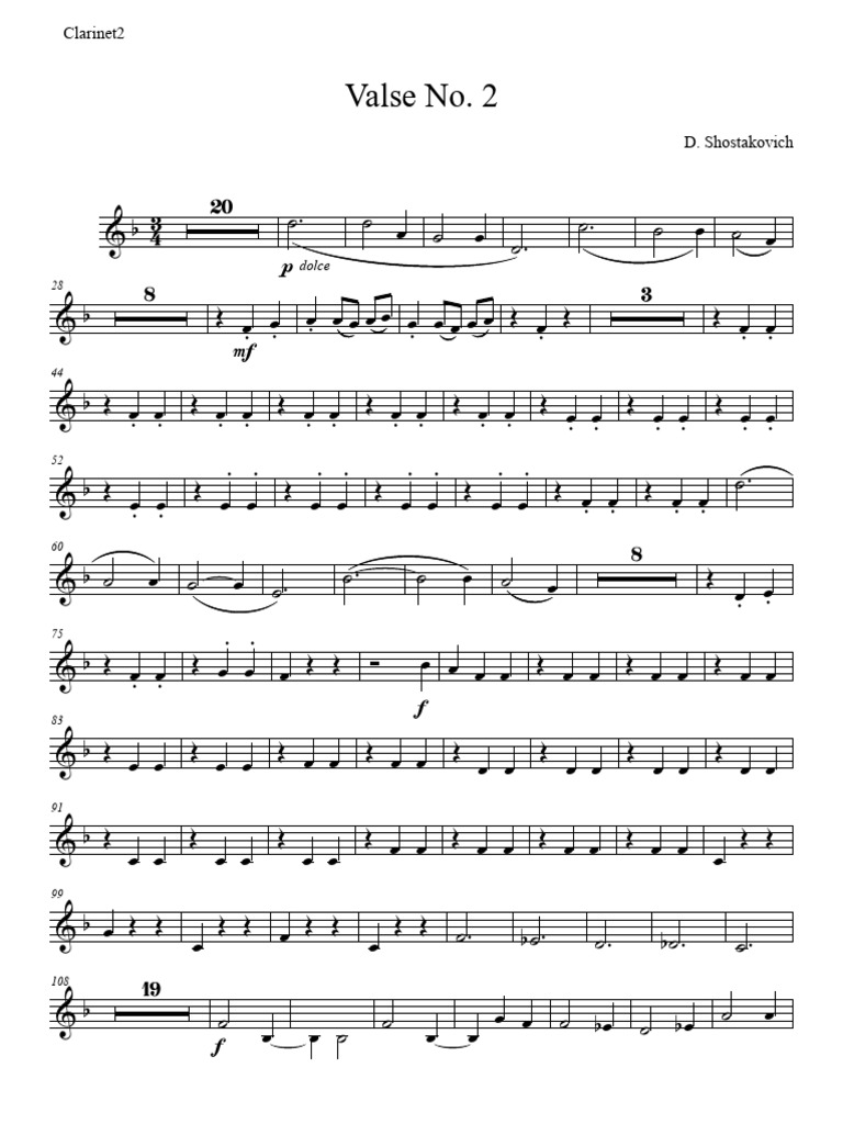 Vals Shosta - Clarinet2 | PDF