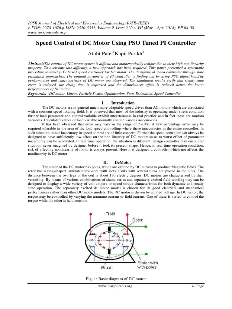 Speed Control of DC Motor Using PSO Tune | PDF | Electric Motor | Control Theory