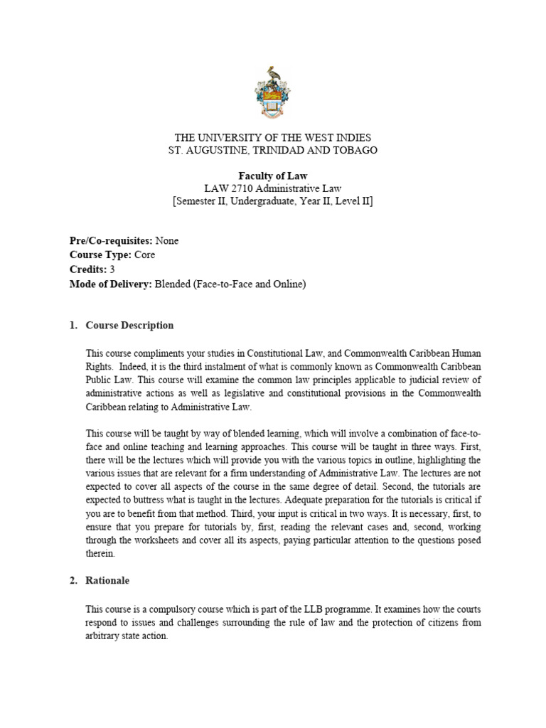 Revised Admin Law Course Outline 20192020 | PDF | Administrative Law ...