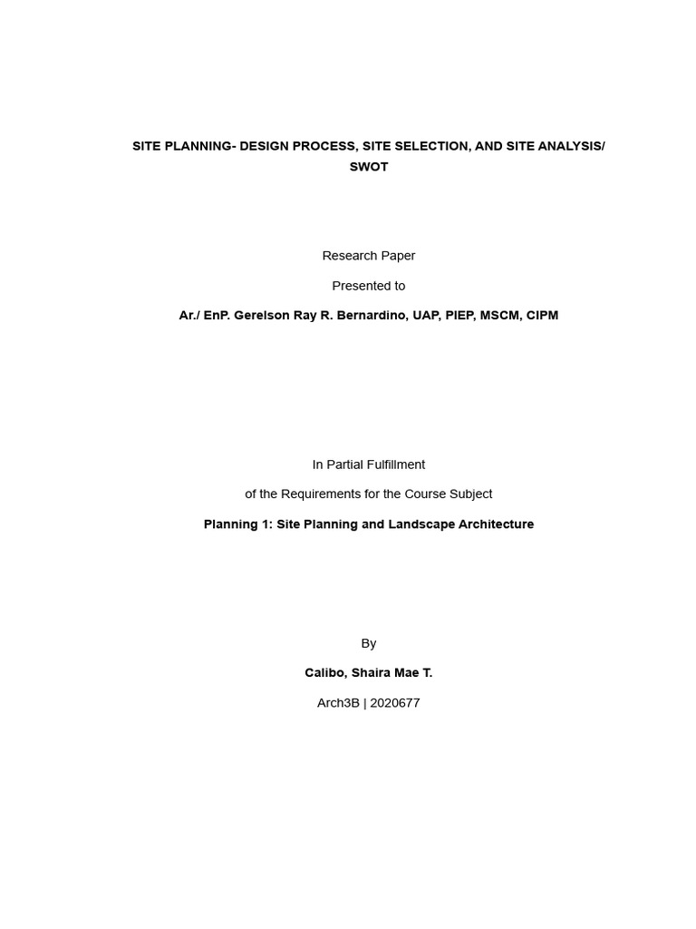 Site Planning: Design, Selection & Analysis | PDF | Sustainability | Design