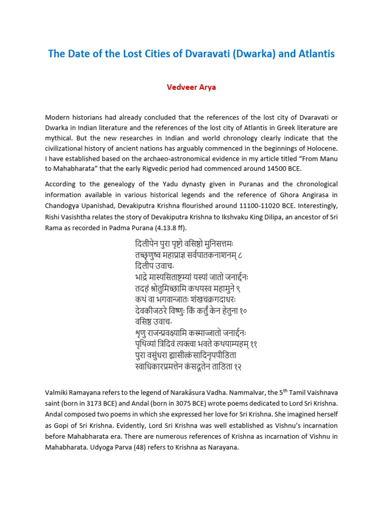 The Date of The Lost Cities of Dvaravati | PDF | Atlantis | Krishna