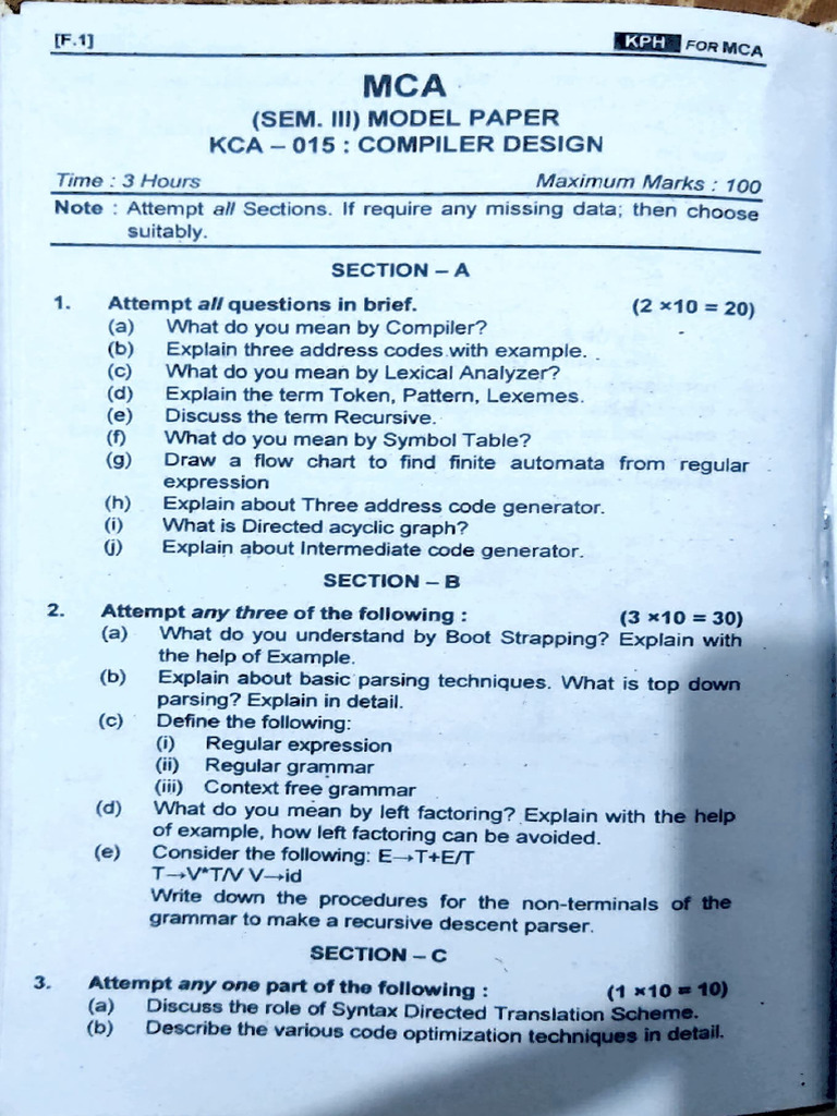 Compiler Design Question Papers | PDF | Parsing | Compiler Compiler Design Question Papers | PDF | Parsing | Compiler