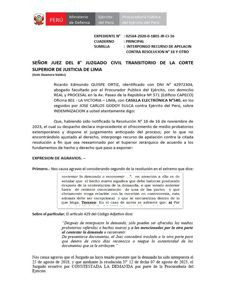 Exp 02564-2022 Apela Impro de Medio Prob Presentado Por La Ppep | PDF
