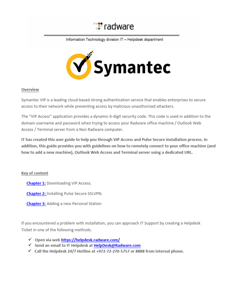 Symantec VIP Web Based RDP - User Guide | PDF | World Wide Web ...