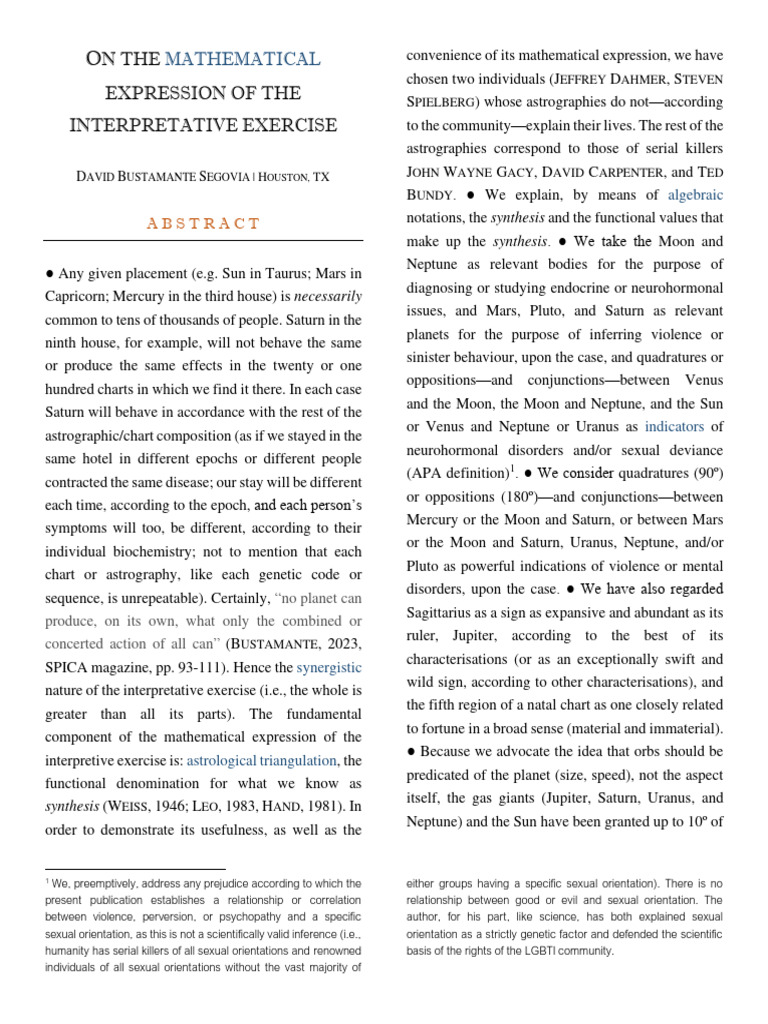Bustamante Segovia, D. 2024. On The Mathematical Expression of The ...