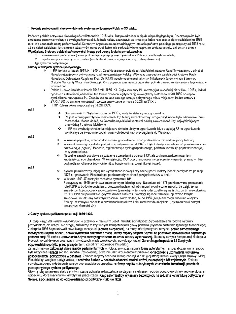 System Polityczny RP - Skrypt | PDF