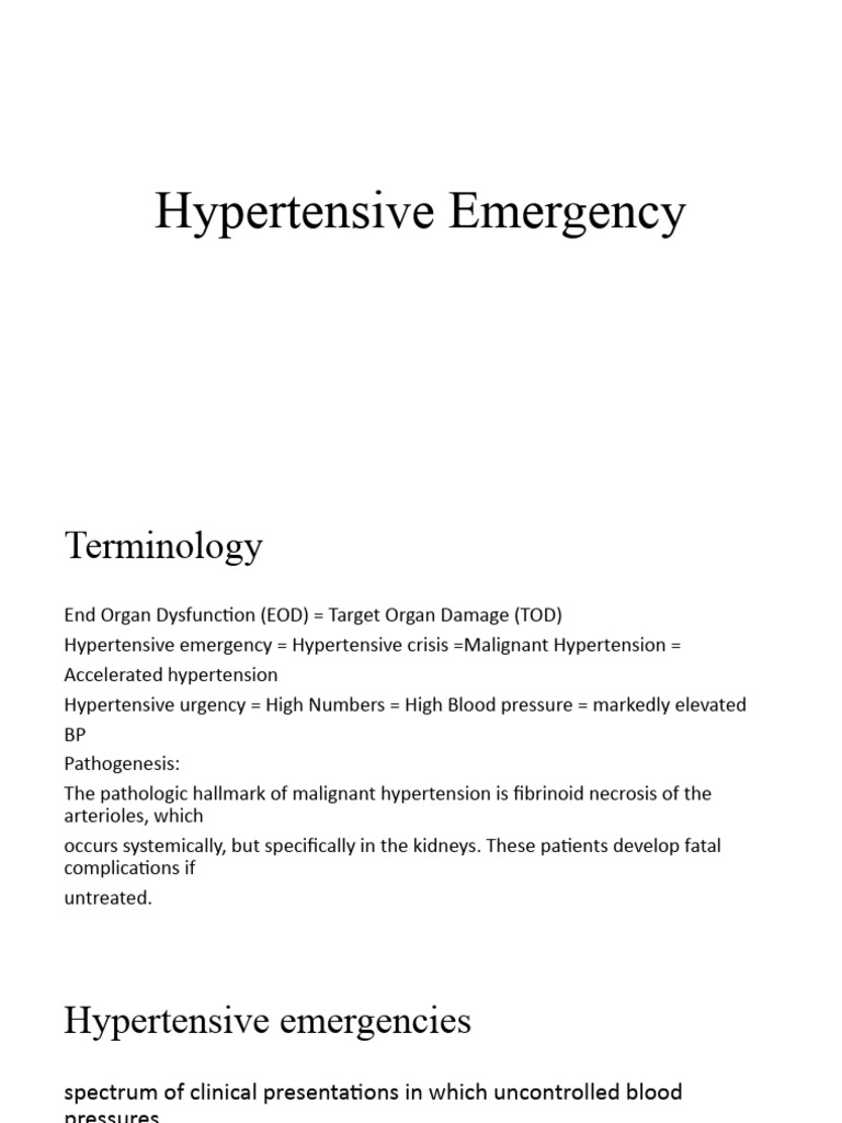 Hypertensive Emergency | PDF | Hypertension | Diseases And Disorders