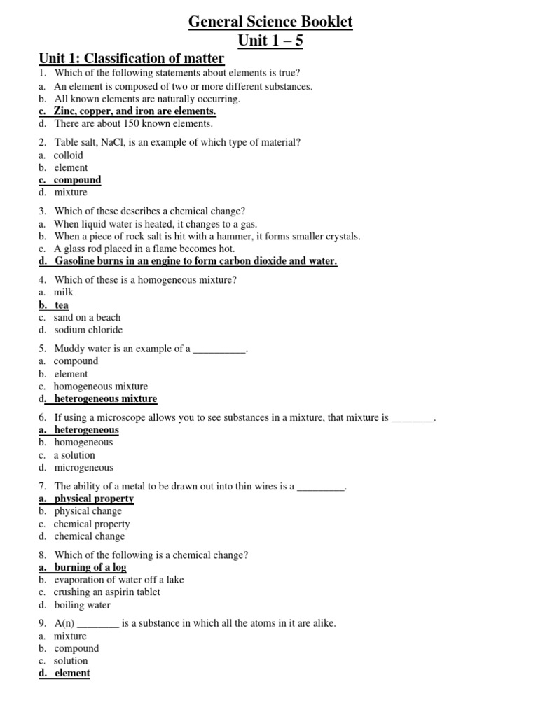 General Science: Matter Classification Guide | PDF | Acid | Mixture