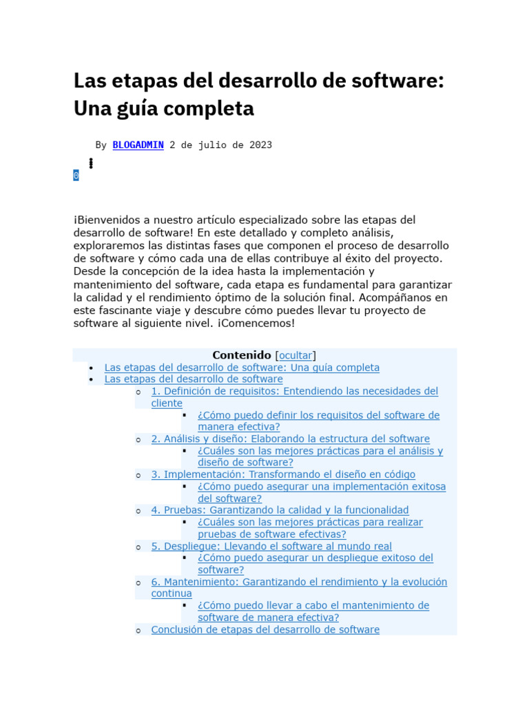 Etapas Del Desarrollo de Software | PDF | Software | Ingeniería de software