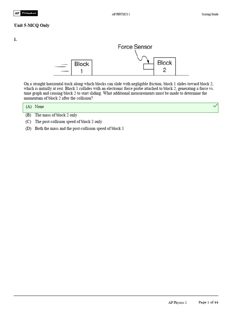 Unit 5 MCQ | PDF | Collision | Force