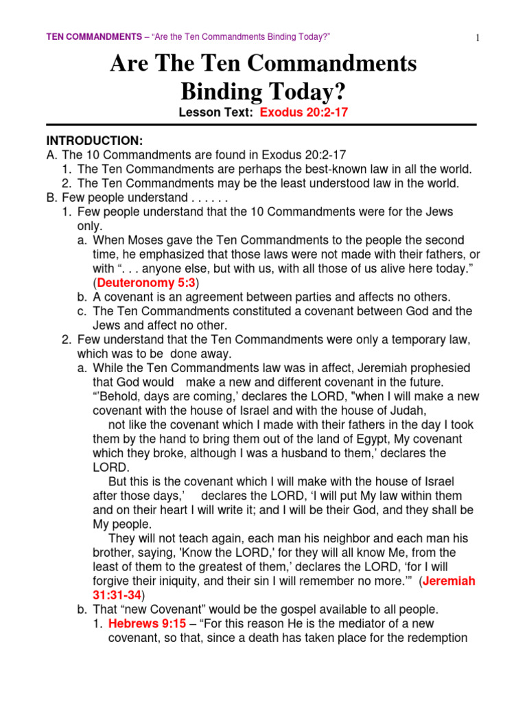 Ten Commandments: Relevance Today | PDF | Ten Commandments | New Covenant