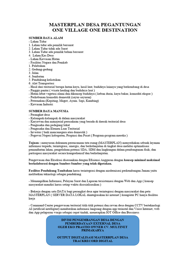 MASTERPLAN DESA | PDF