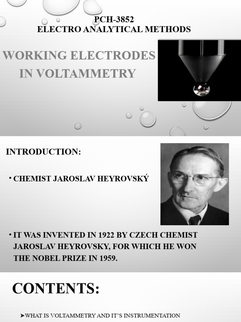 PCH-3852 Electro Analytical Methods: Working Electrodes in Voltammetry | PDF | Chemistry ...