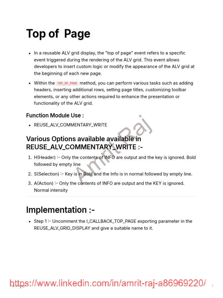 Top of Page: Implementation | PDF | Parameter (Computer Programming) | Software Development
