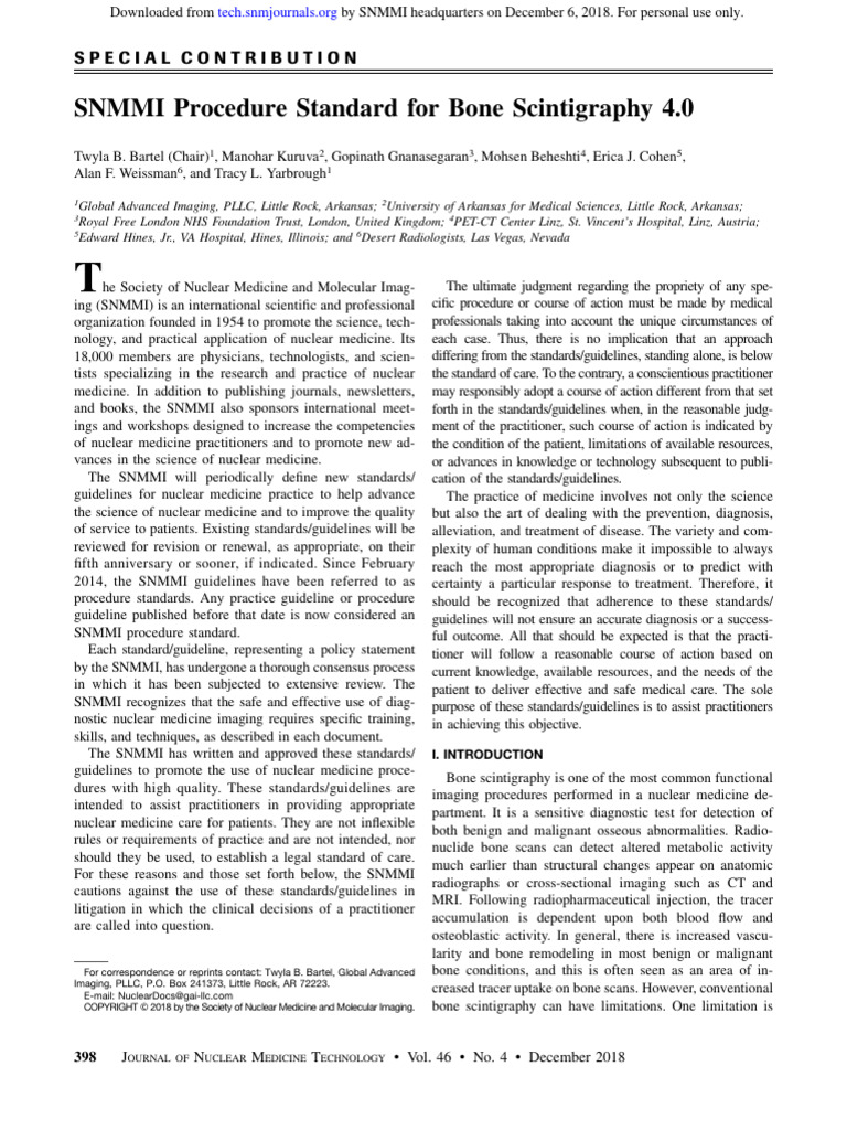 J. Nucl. Med. Technol. 2018 Bartel 398 404 | PDF | Medical Imaging | Nuclear Medicine