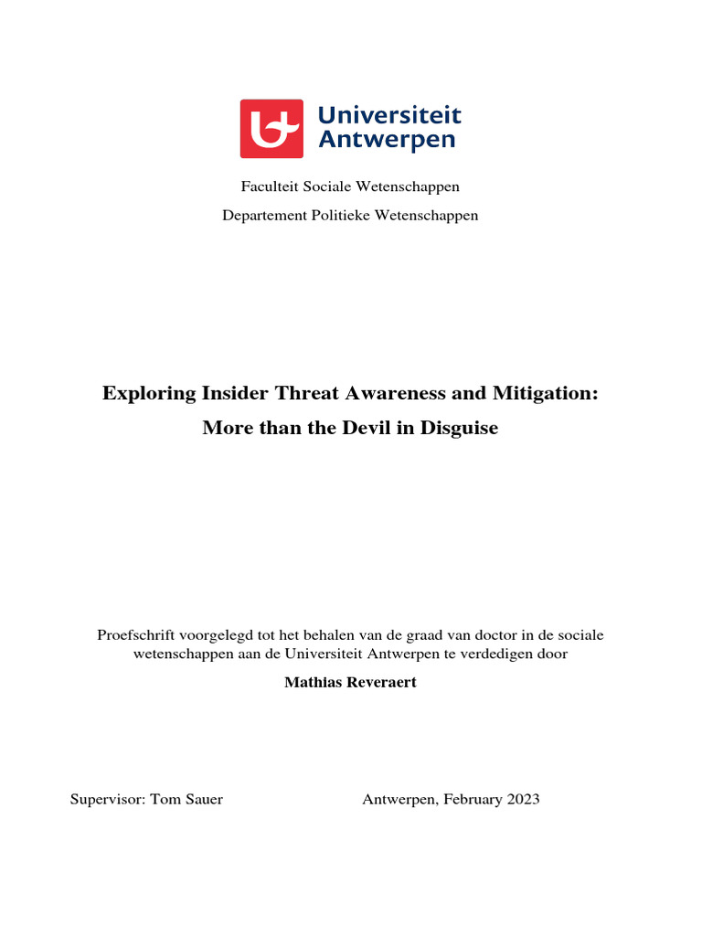 Exploring Insider Threat Awareness and Mitigation: More Than The Devil ... Exploring Insider Threat Awareness and Mitigation: More Than The Devil ...