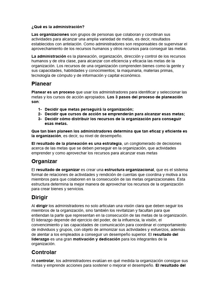 Resumen Final Admin | PDF | Planificación | Comportamiento organizacional
