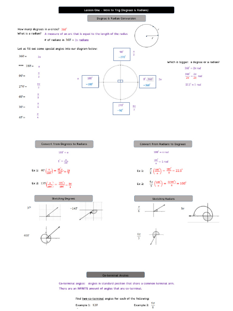 Lesson 1 - Degrees and Radians | PDF