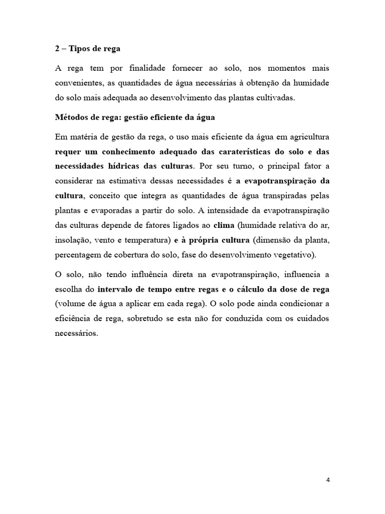 2 - Tipos de Sistemas de Rega | PDF | Irrigação | Evapotranspiração