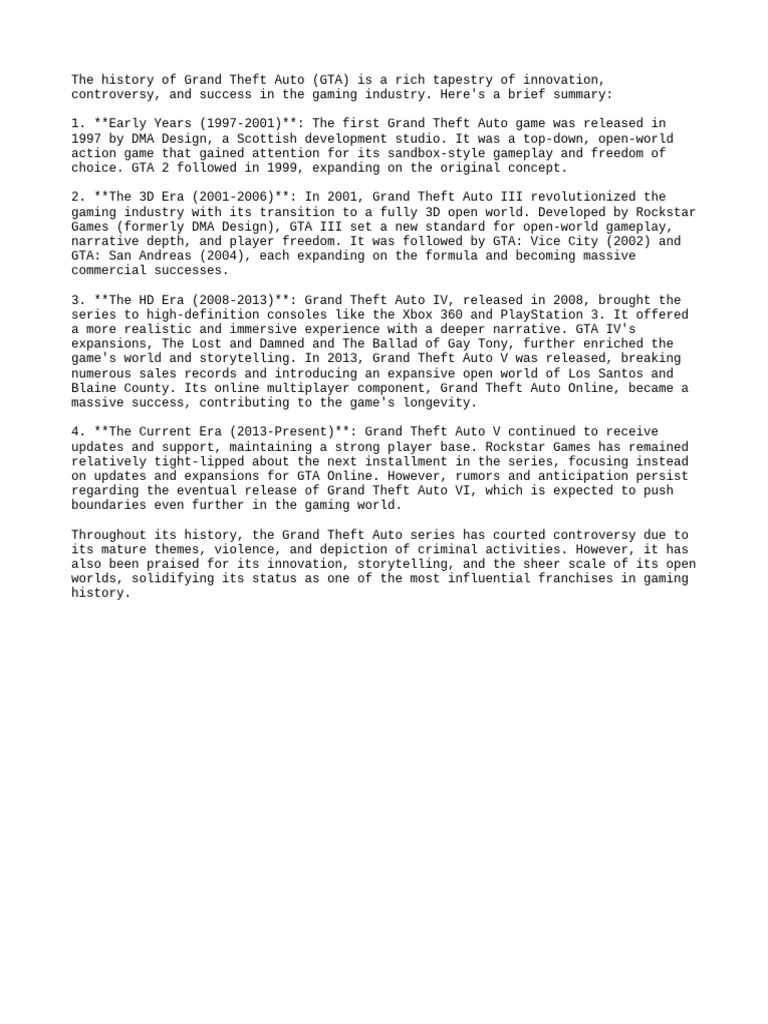 The History of Grand Theft Auto | PDF