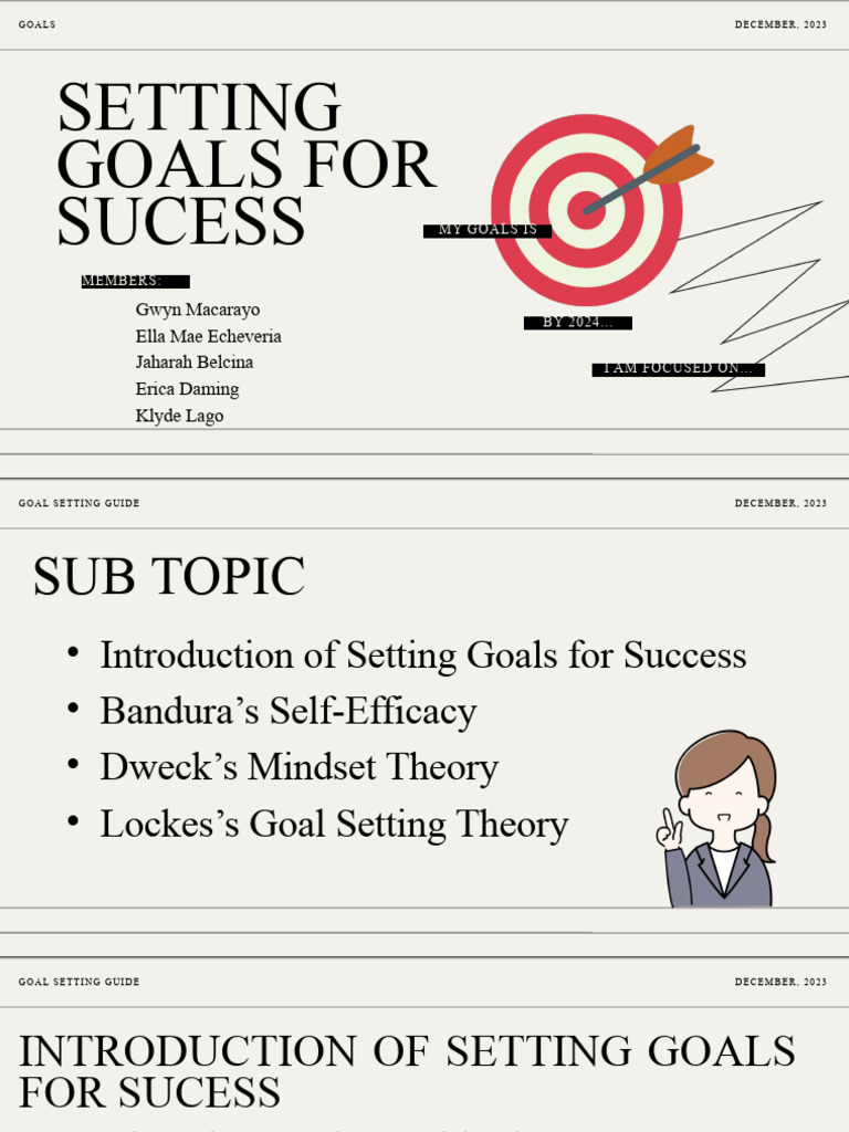 Setting Goals for Sucess Pptjdkfjdodjf | PDF | Goal | Goal Setting