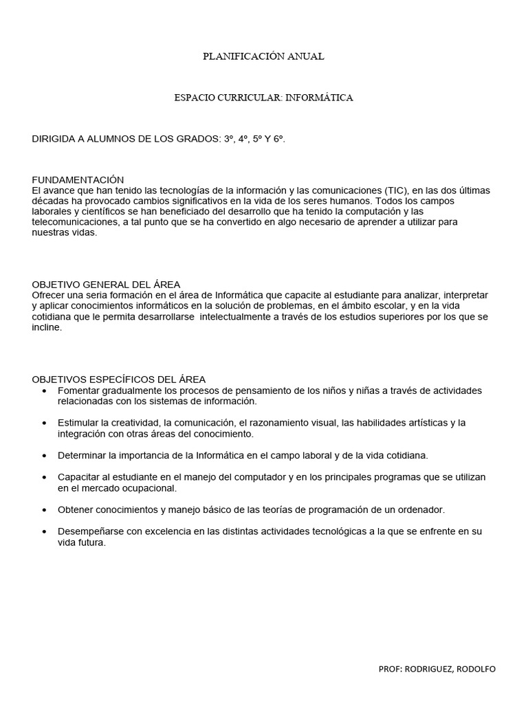 Planificación Anual Informatica | Descargar gratis PDF | Microsoft PowerPoint | Hardware de la ...