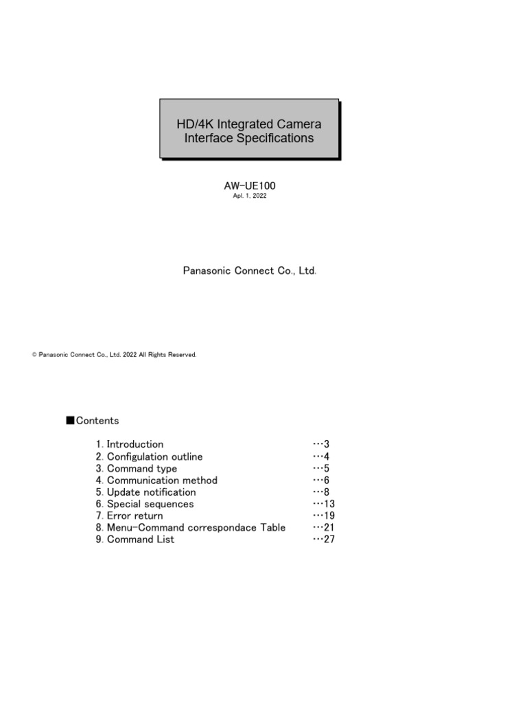 AW-UE100 InterfaceSpecification E | PDF | Transmission Control Protocol ...