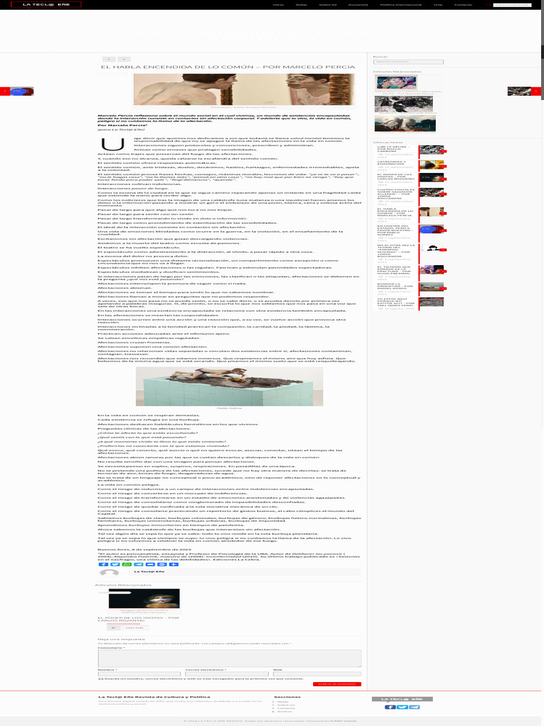 EL HABLA ENCENDIDA DE LO COMÚN - POR MARCELO PERCIA - La Tecl@ Eñe Revista | PDF