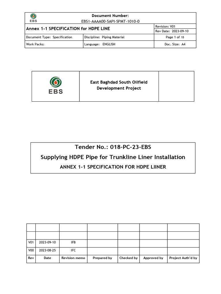 Hdpe Liner Specification Pdf Pipe Fluid Conveyance Polyethylene