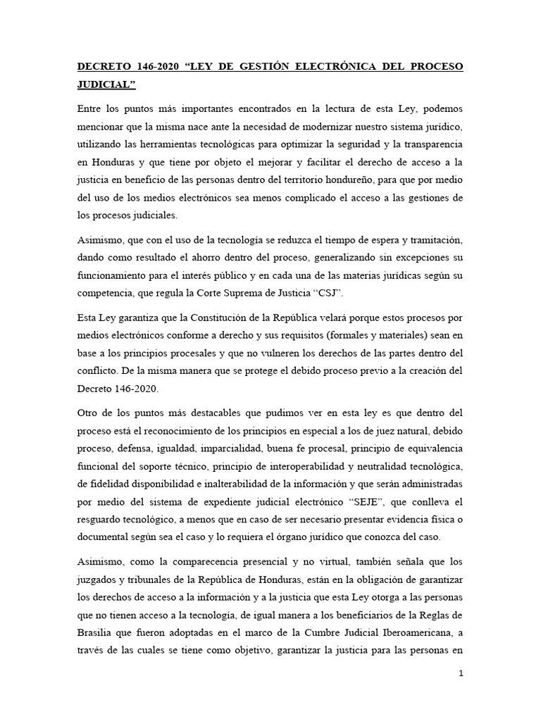 Resumen Decreto Legislativo 146-2020 Ley de Gestion Electronica | PDF ...