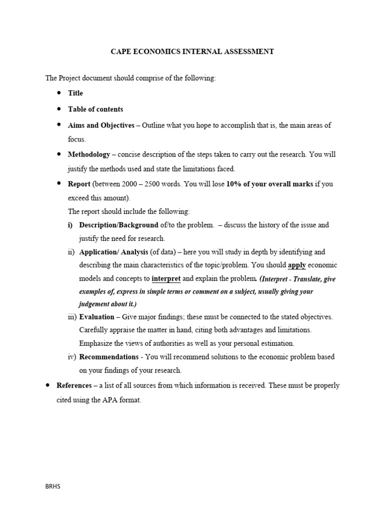 ECONOMICS Unit 2 IA Topics | PDF