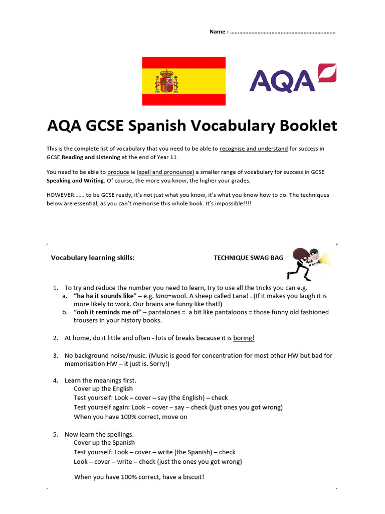 Spanish Vocab | PDF | English Language | Meal