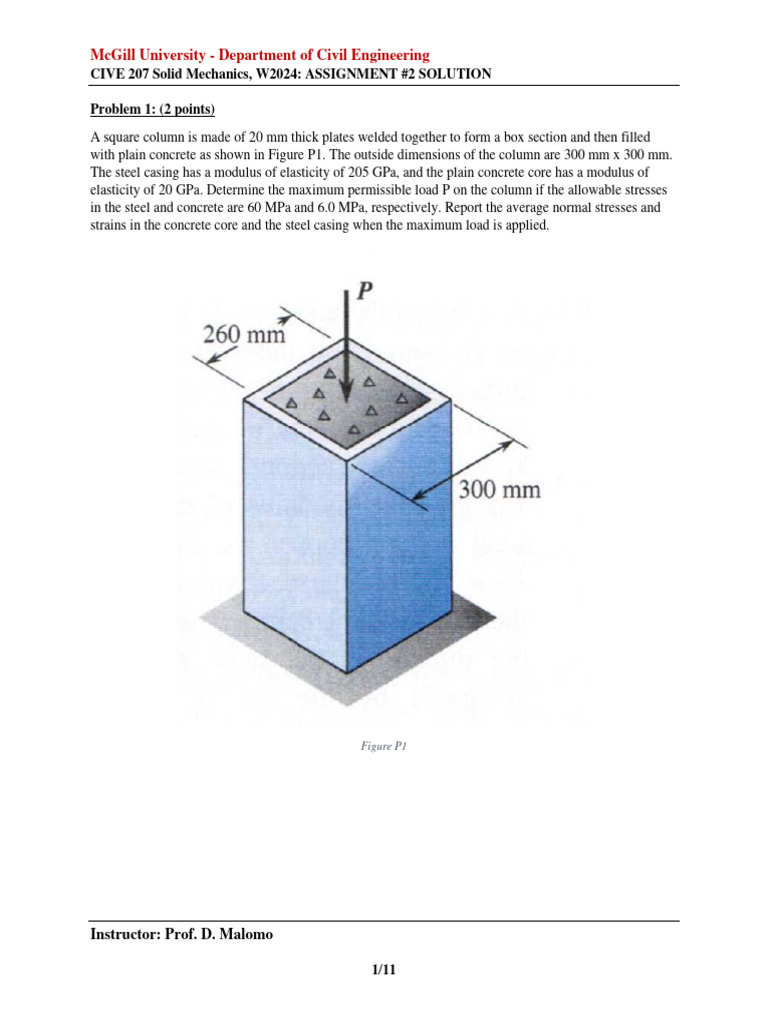 Assignment2 Solution CIVE207 W24 | PDF | Young's Modulus | Elasticity (Physics)