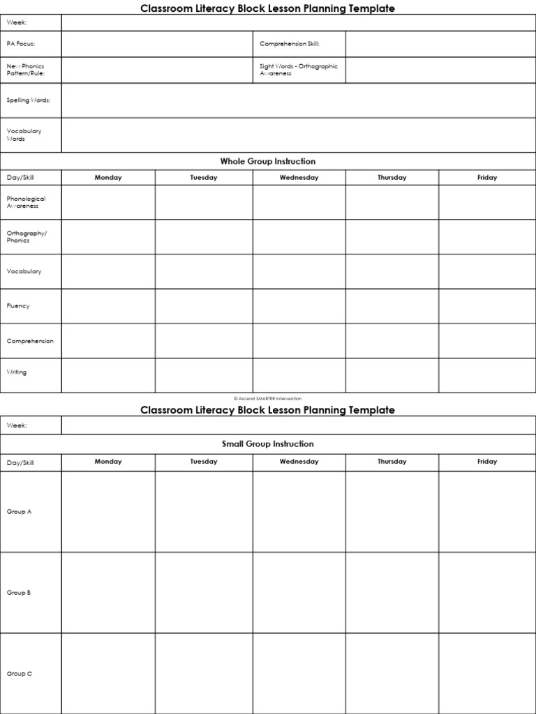 Classroom Literacy Block - Lesson Planning Guides | PDF | Phonics ...